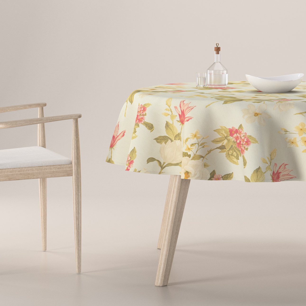 Round tablecloth, graphite and white check (1.5cm x 1.5cm), 136-11 ...