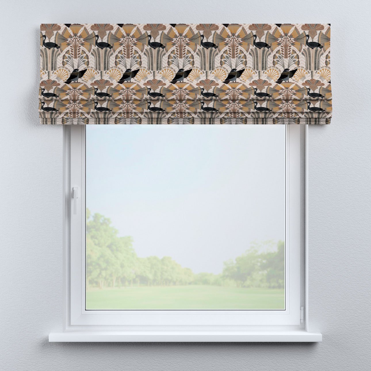 Bari római roló, bézs és zöld virágos motívum, 144-28 - Dekoria