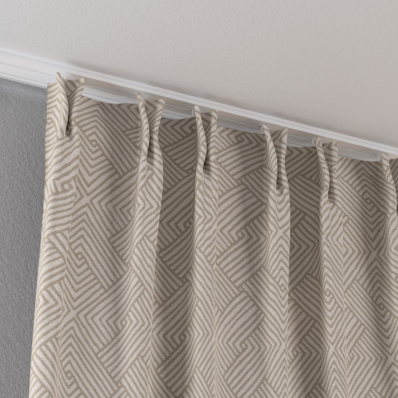 Double pinch pleat curtain, beige-cream, 143-44 - Dekoria.co.uk