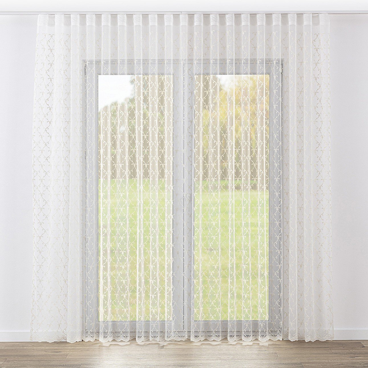 Firana na taśmie wave, ecru ze zdobieniem , 185-10 - Dekoria.pl