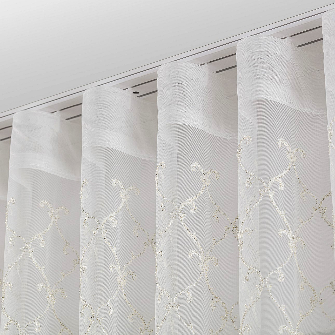 Firana na taśmie wave, ecru ze zdobieniem , 185-10 - Dekoria.pl