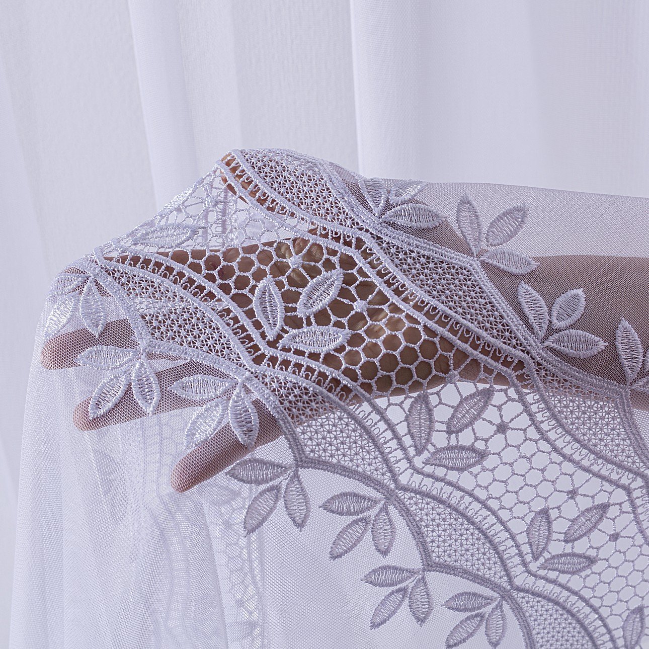 Firana na taśmie wave, biały z wzorem , 186-35 - Dekoria.pl