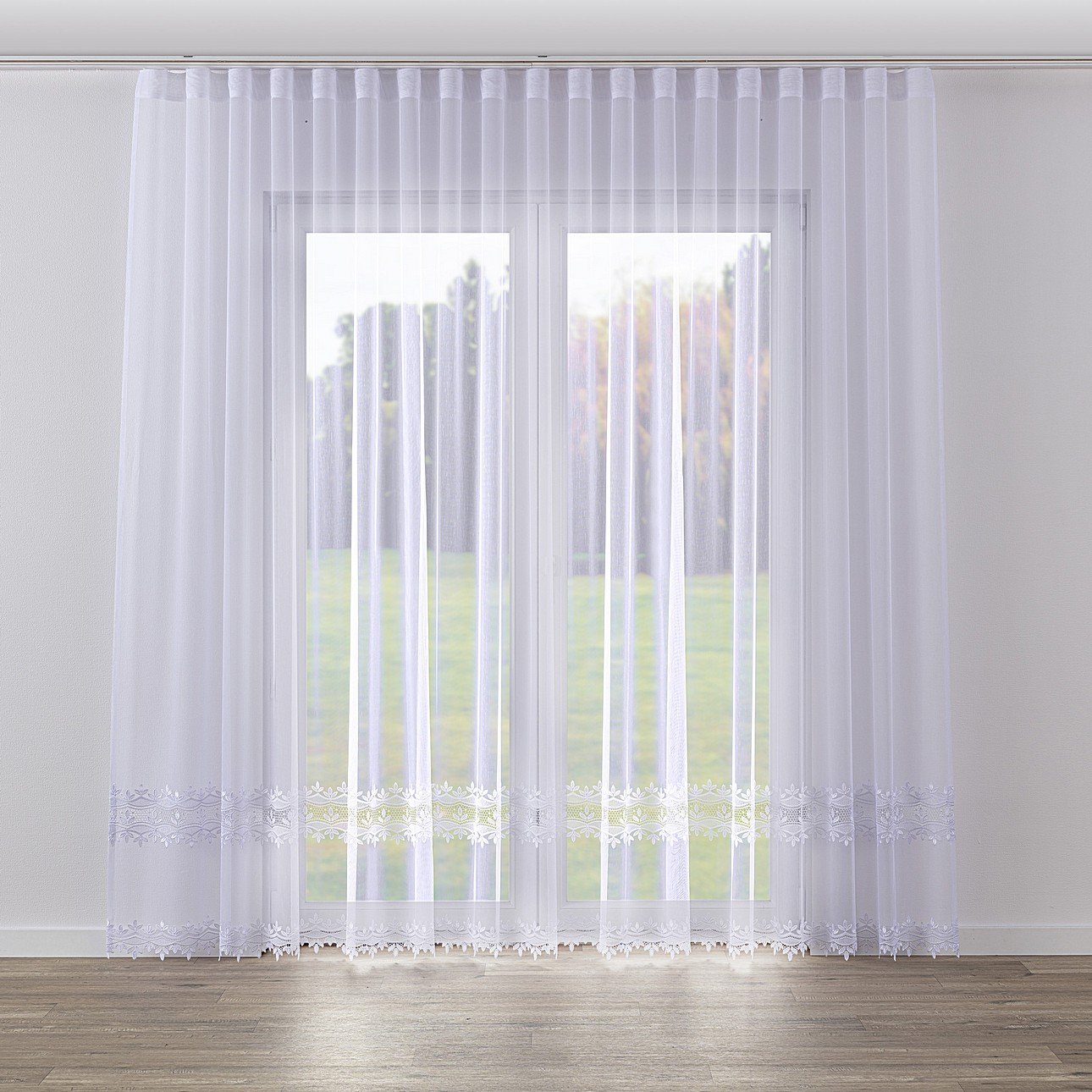 Firana na taśmie wave, biały z wzorem , 186-35 - Dekoria.pl