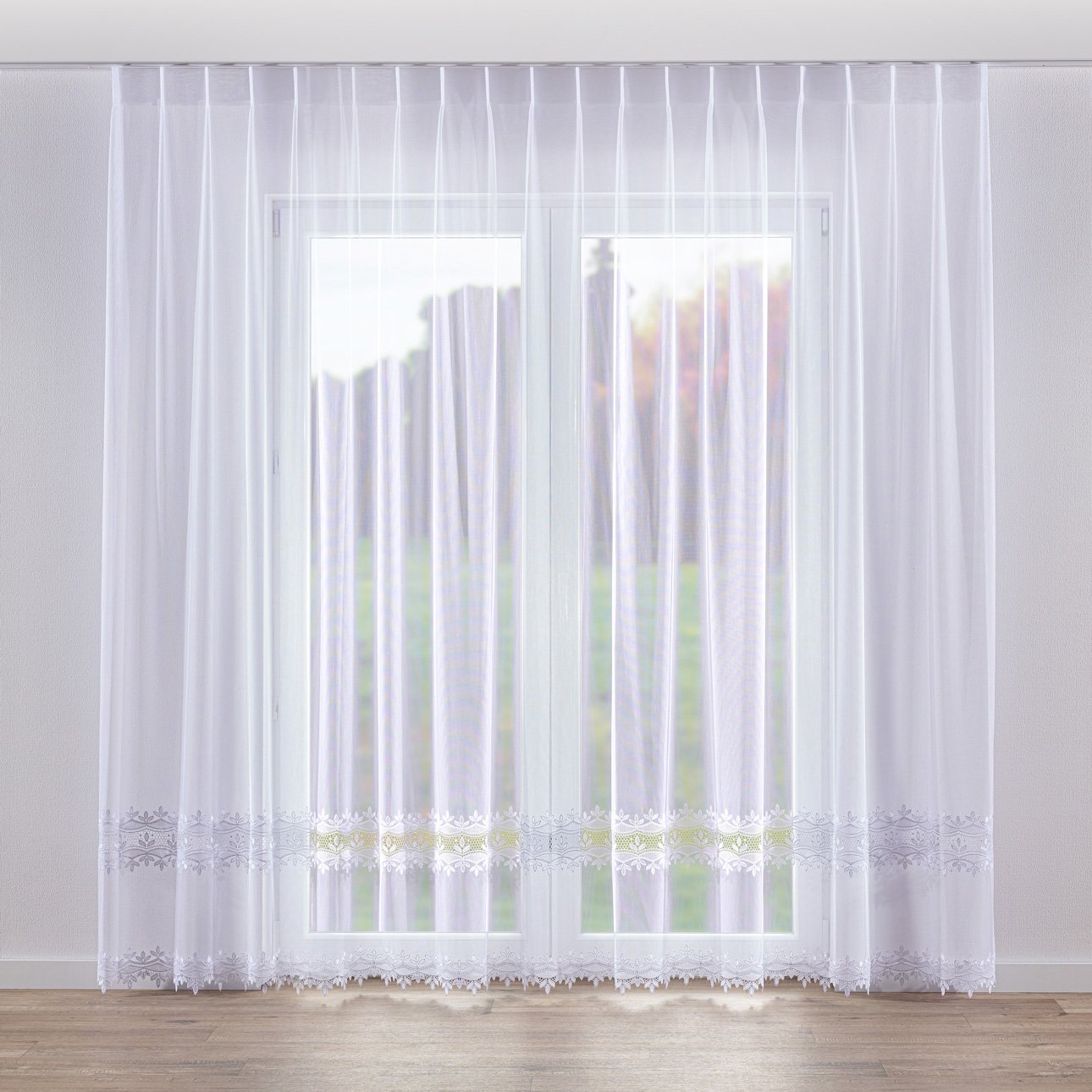 Firana na haczykach flex pojedynczych, biały z wzorem , 186-35 - Dekoria.pl