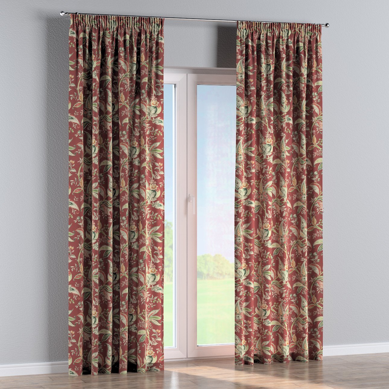 Vorhang mit Kräuselband, rot, 142-12 - Dekoria.de