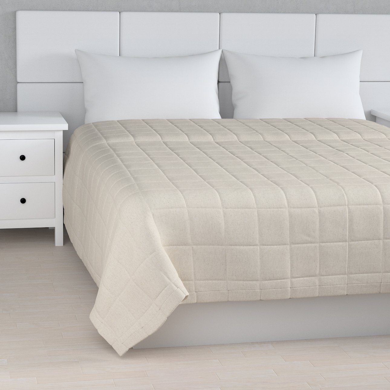 Sengeteppe quiltet 10x10cm firkanter, Beige-meleret, 133-65 - Dekoria