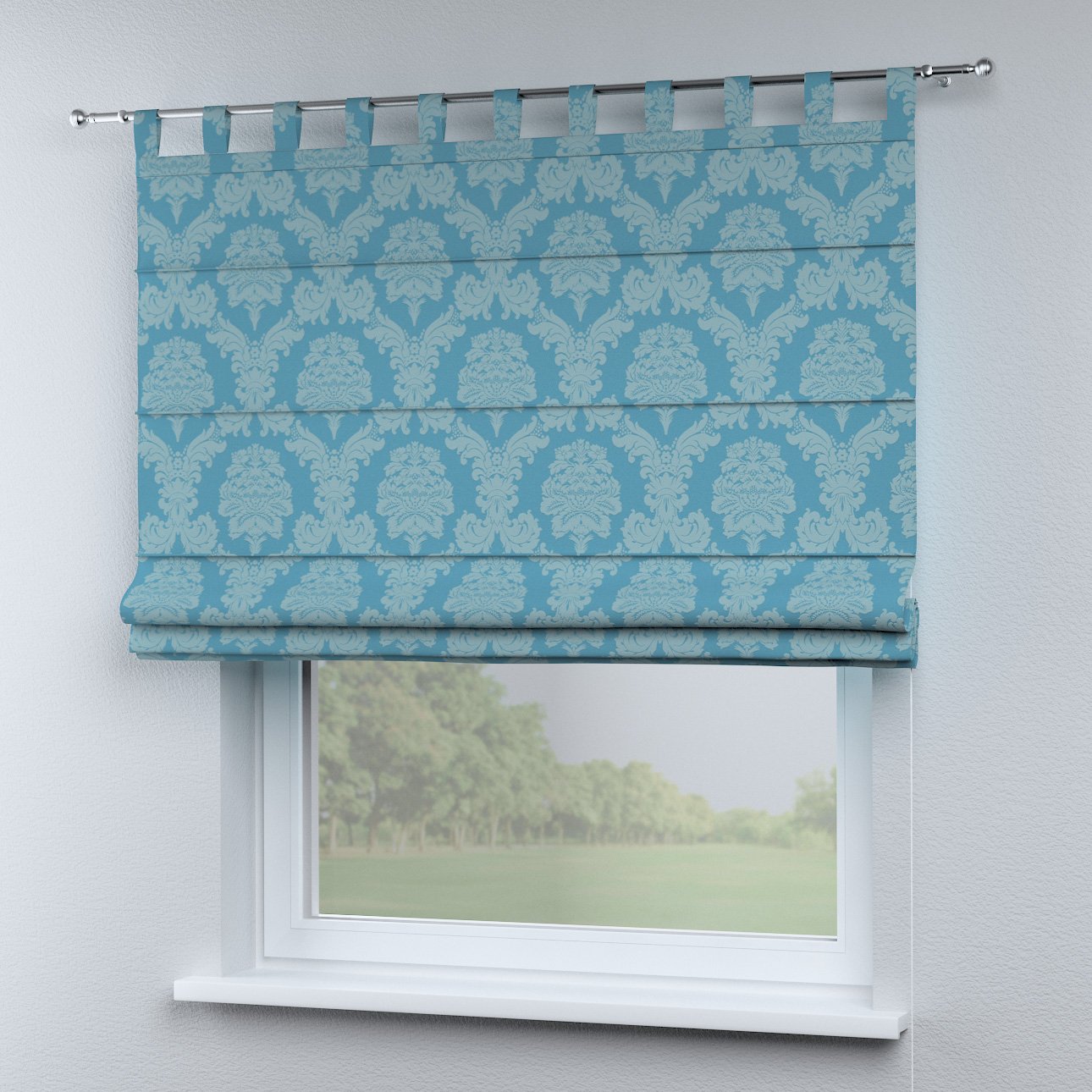 Verona tab top Roman blind, blue, 613-67 - Dekoria.co.uk
