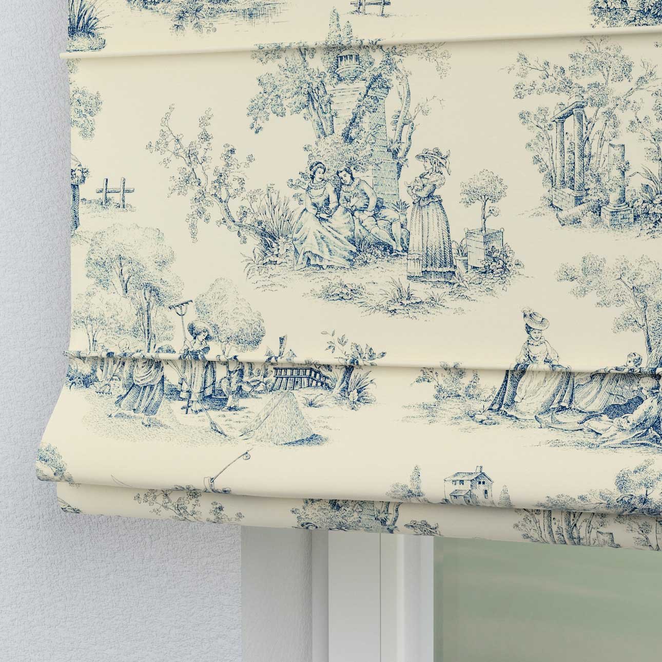 Raffrollo Verona, creme- blau, 132-66 - Dekoria.de