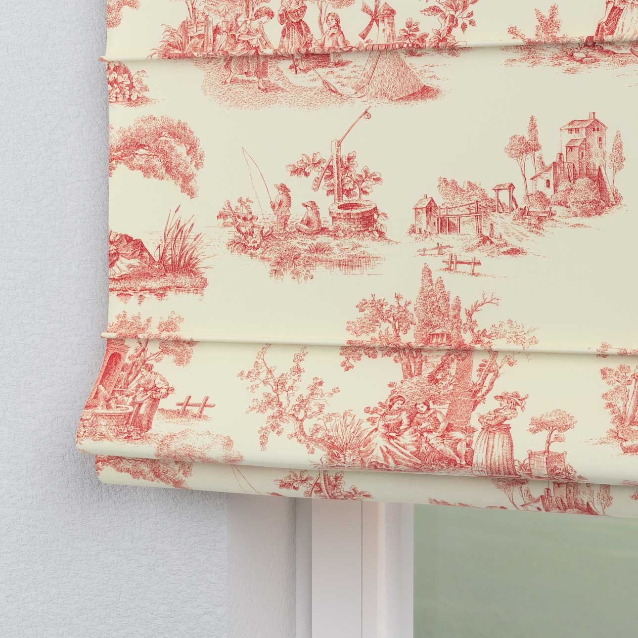 Római roló Capri, piros képregény, krémszínű háttér, 132-15 - Dekoria