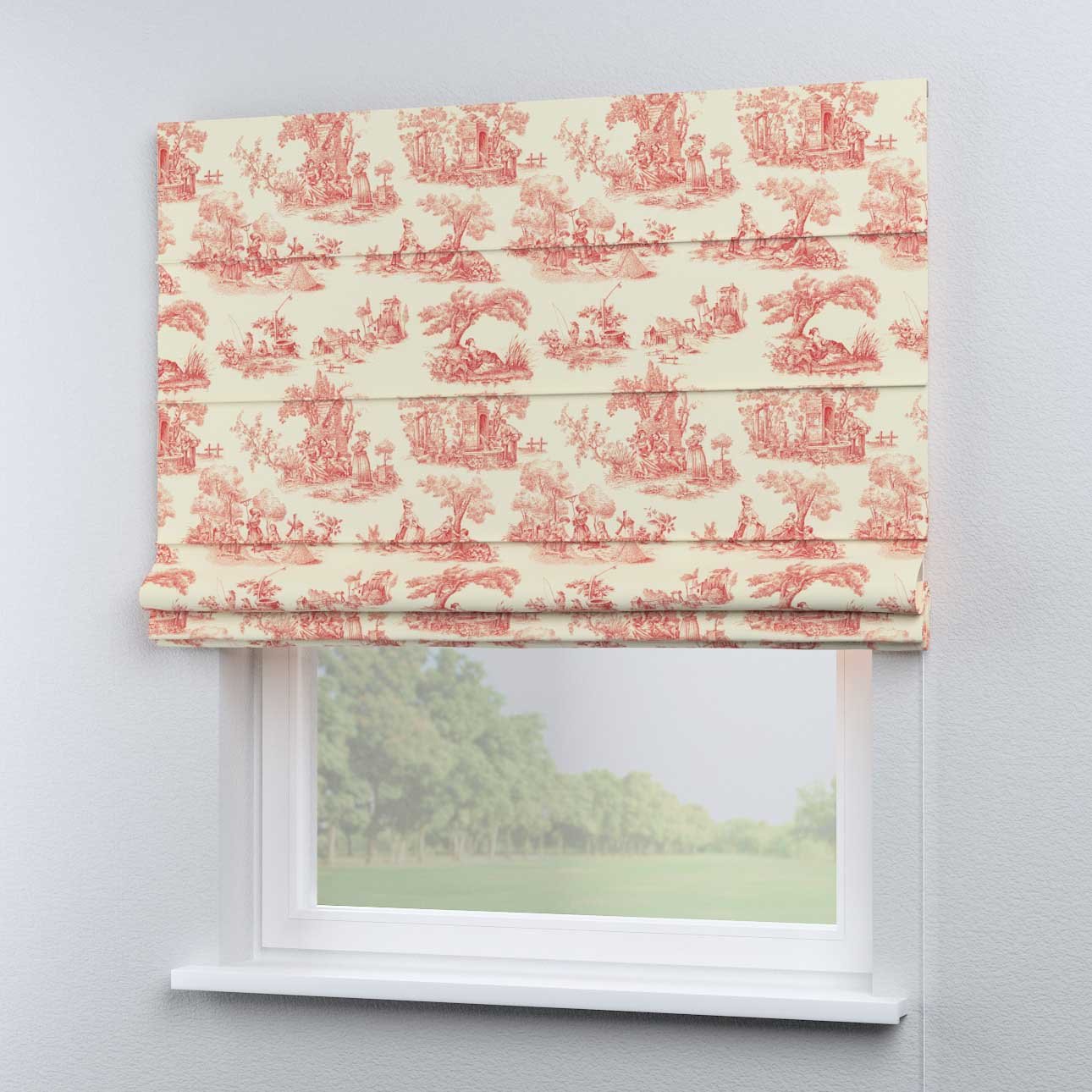 Római roló Capri, piros képregény, krémszínű háttér, 132-15 - Dekoria