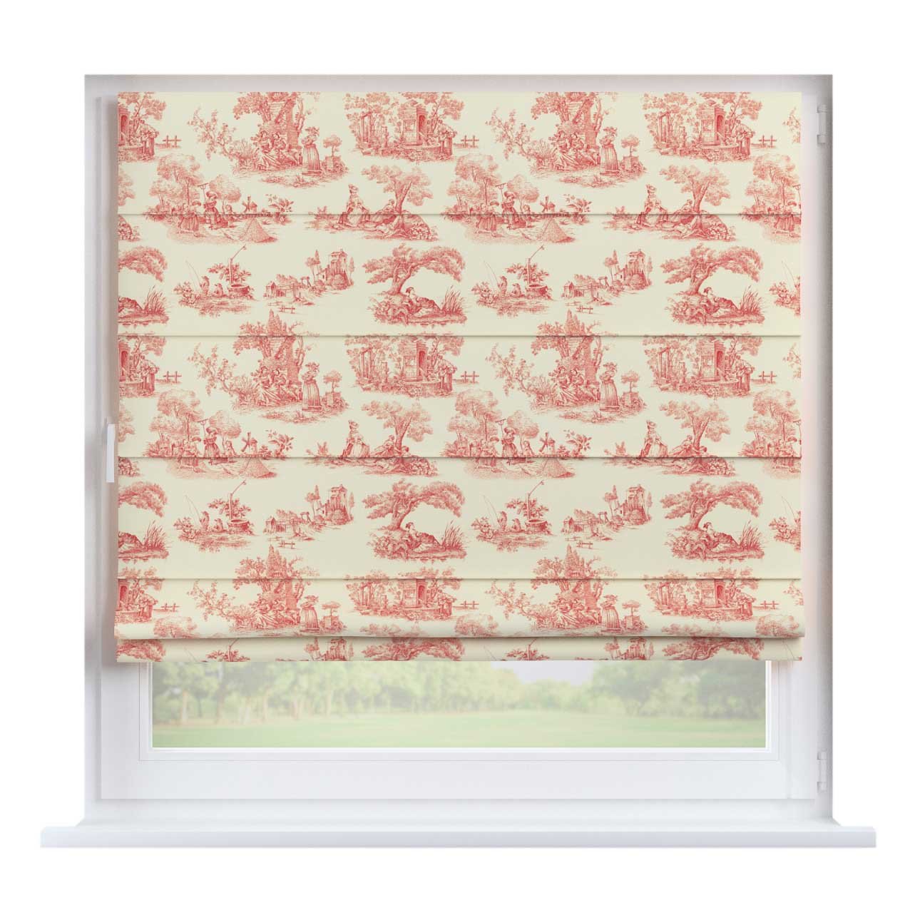 Római roló Capri, piros képregény, krémszínű háttér, 132-15 - Dekoria