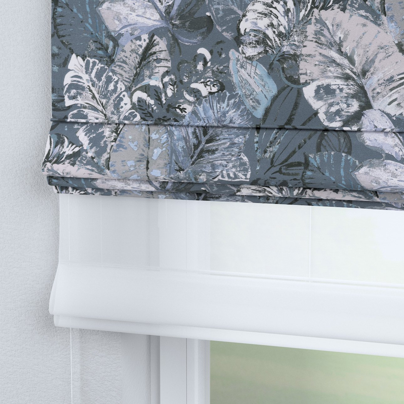 Double layered Roman blind DUO, grey-blue, 143-18 - Dekoria.co.uk