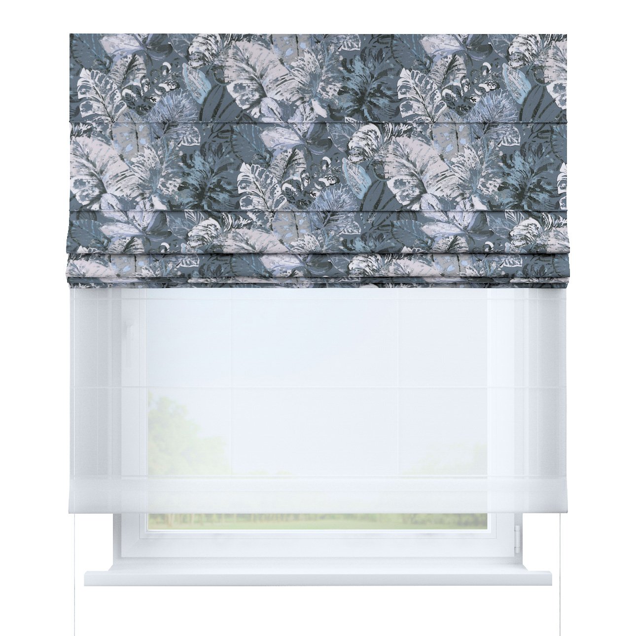 Double layered Roman blind DUO, grey-blue, 143-18 - Dekoria.co.uk