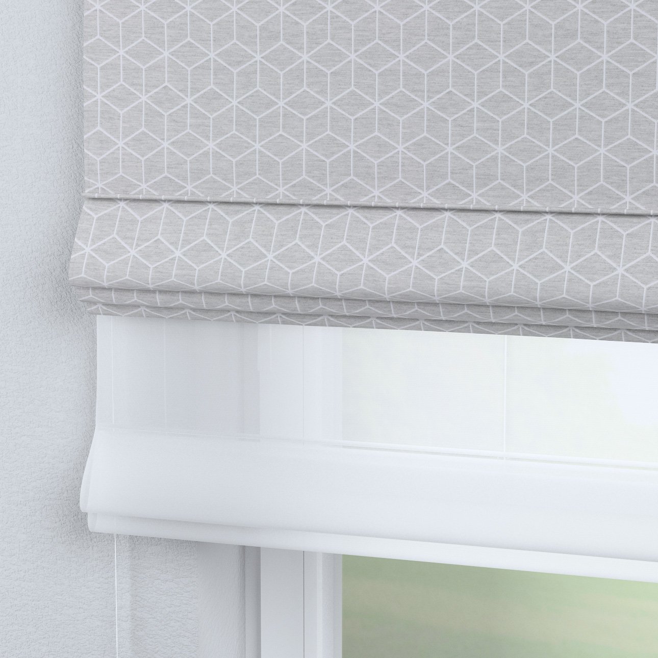 Double layered Roman blind DUO, white-grey, 143-50 - Dekoria.co.uk