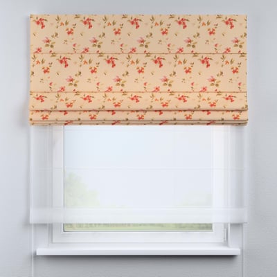 Double layered Roman blind DUO, cream / flowers, 143-88 - Dekoria.co.uk