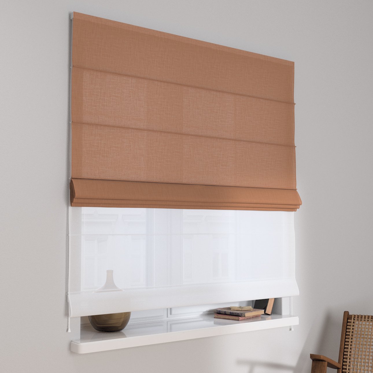 Double layered Roman blind DUO, cinnamon, 144-45 - Dekoria.co.uk