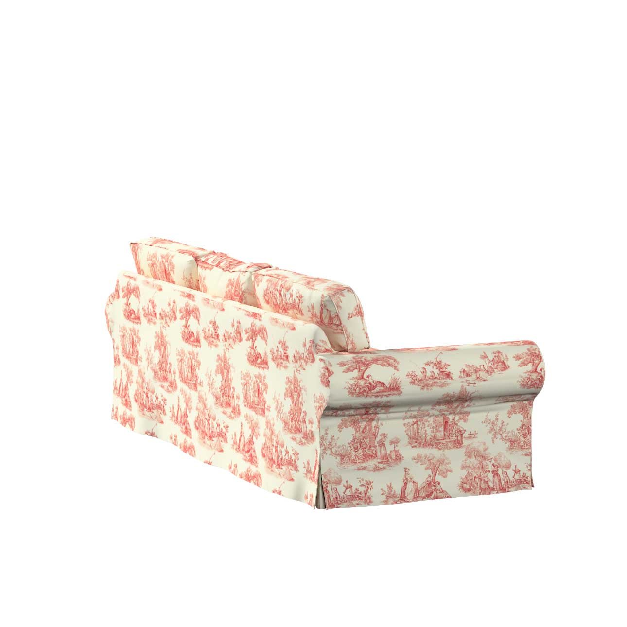 Ektorp trekk 3 seter sovesofa uten boks, Rød print, creme bakgrunn, 132 ...