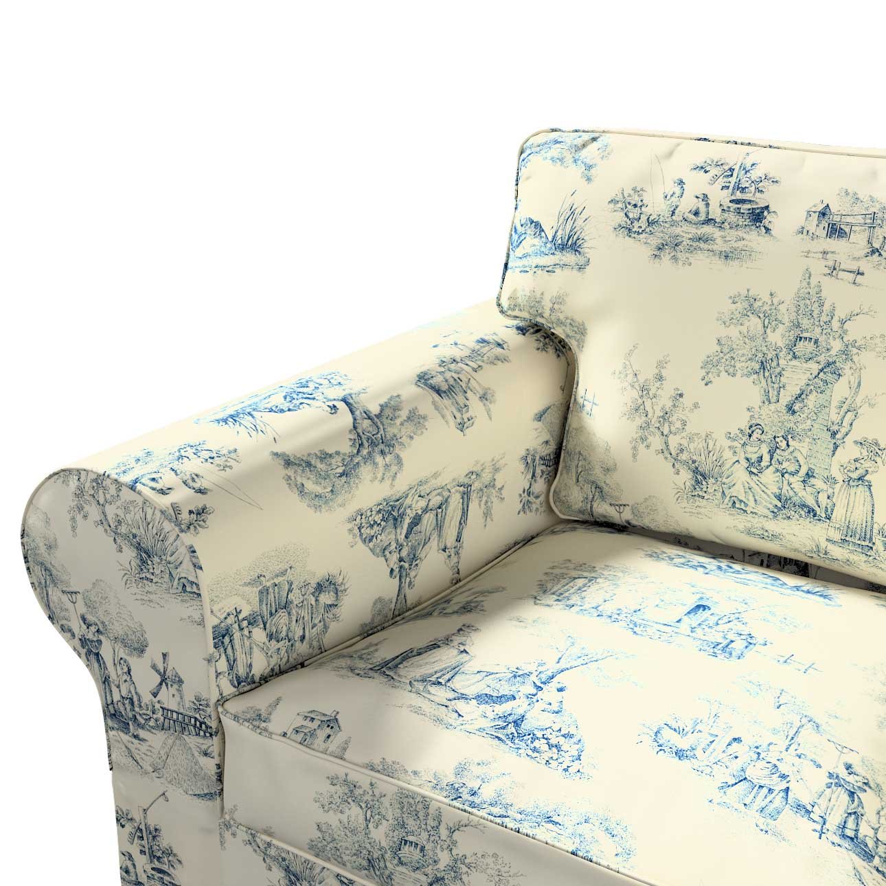 Ektorp trekk 2 seter sovesofa gammel model 14cm bred rygg, Blå print ...